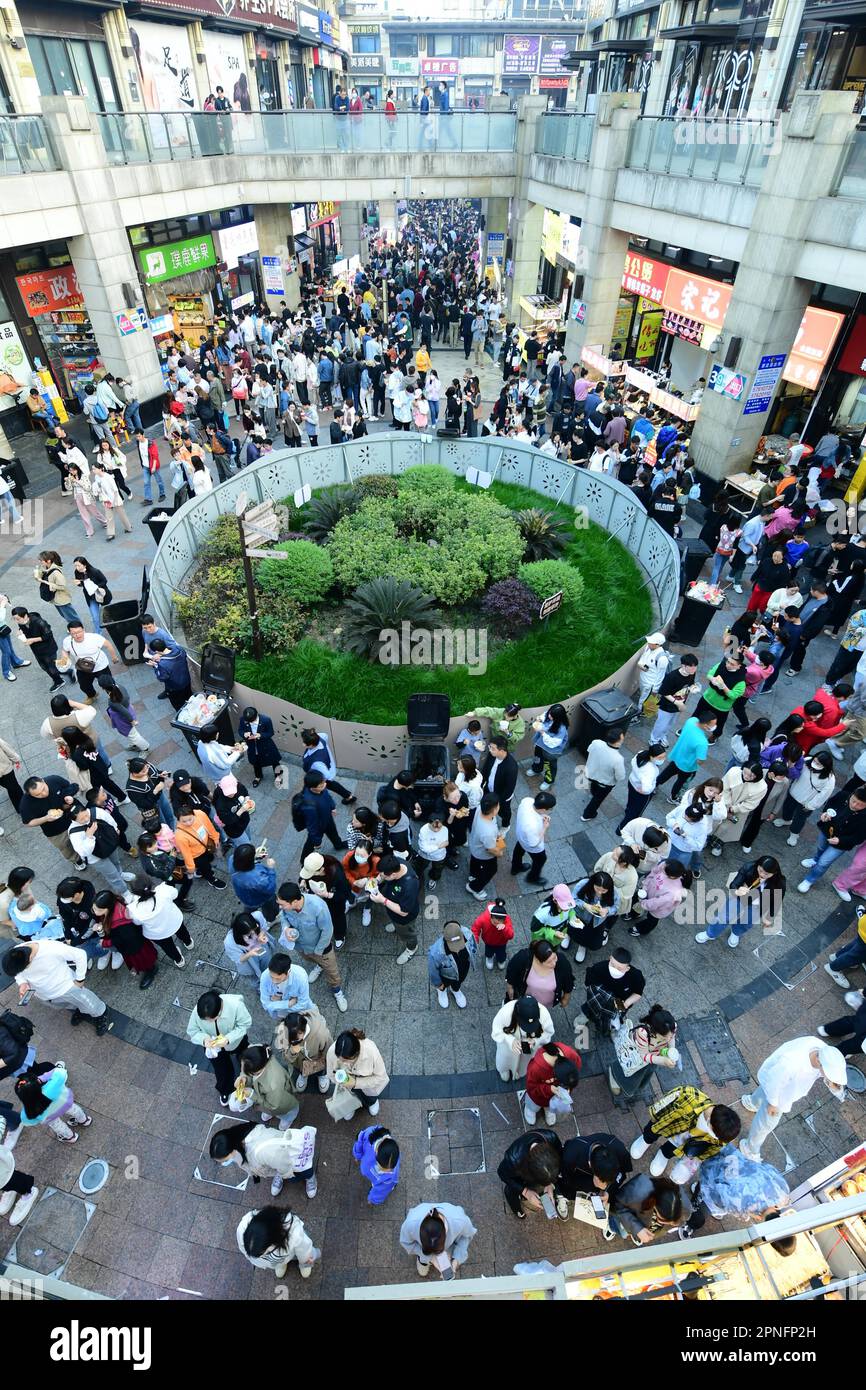 Aerial photo shows people shopping in the largest night market in ...