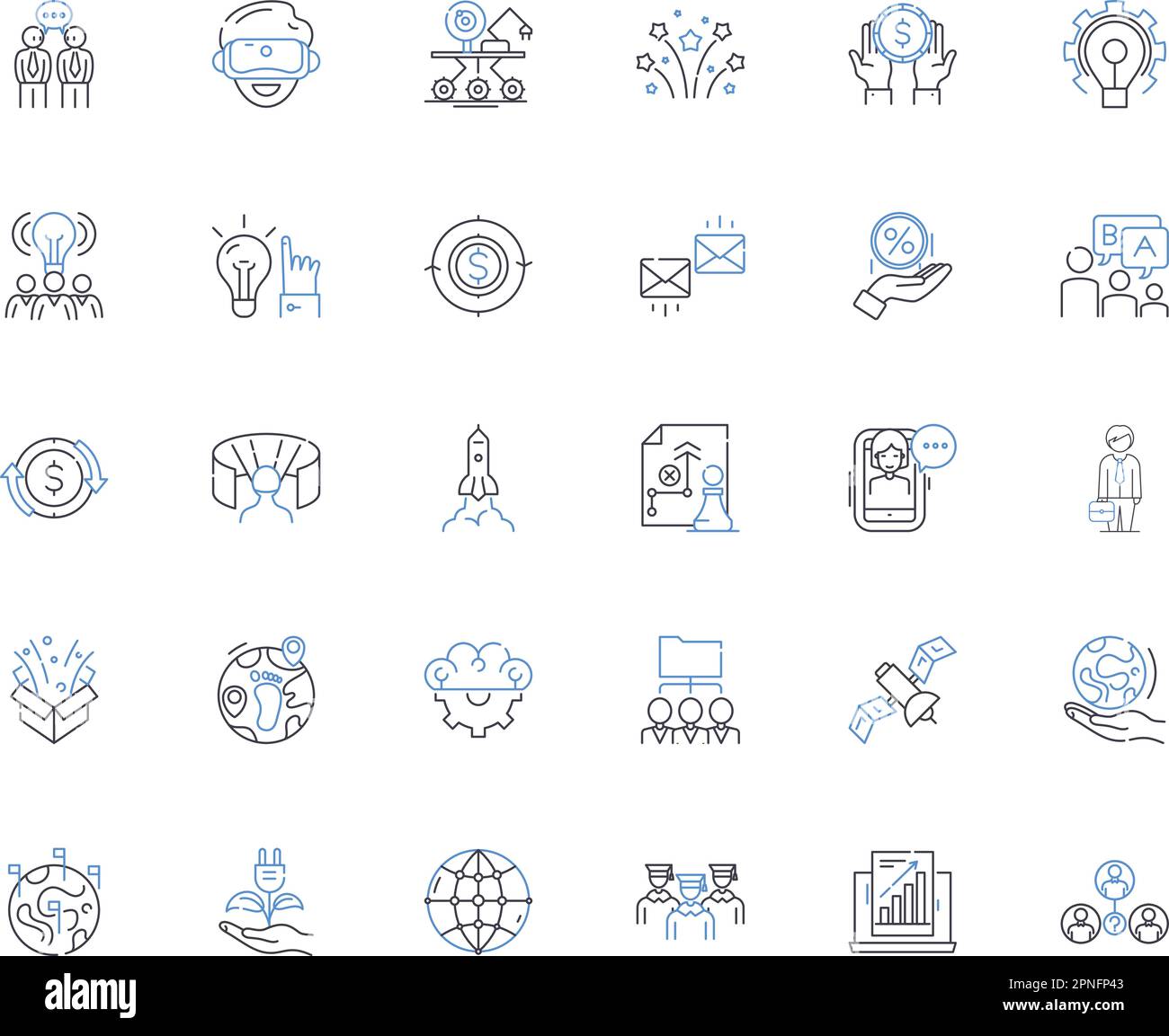 Advancement line icons collection. Progression, Growth, Improvement, Development, Evolution ...