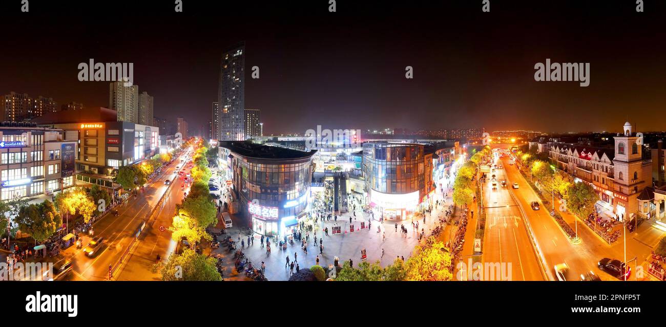 Aerial photo shows people shopping in the largest night market in ...