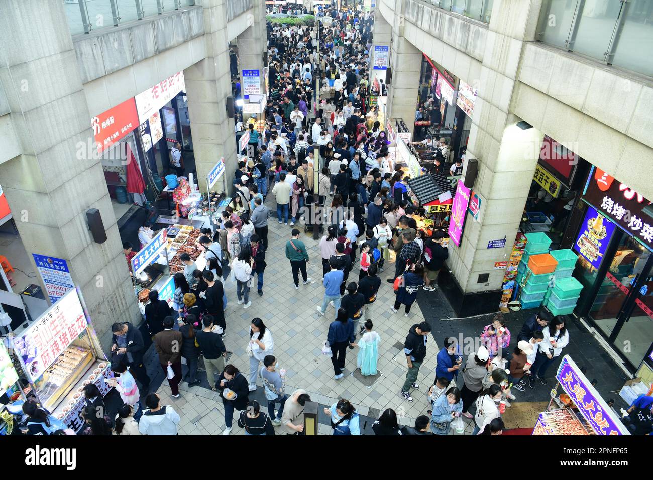 Aerial photo shows people shopping in the largest night market in ...