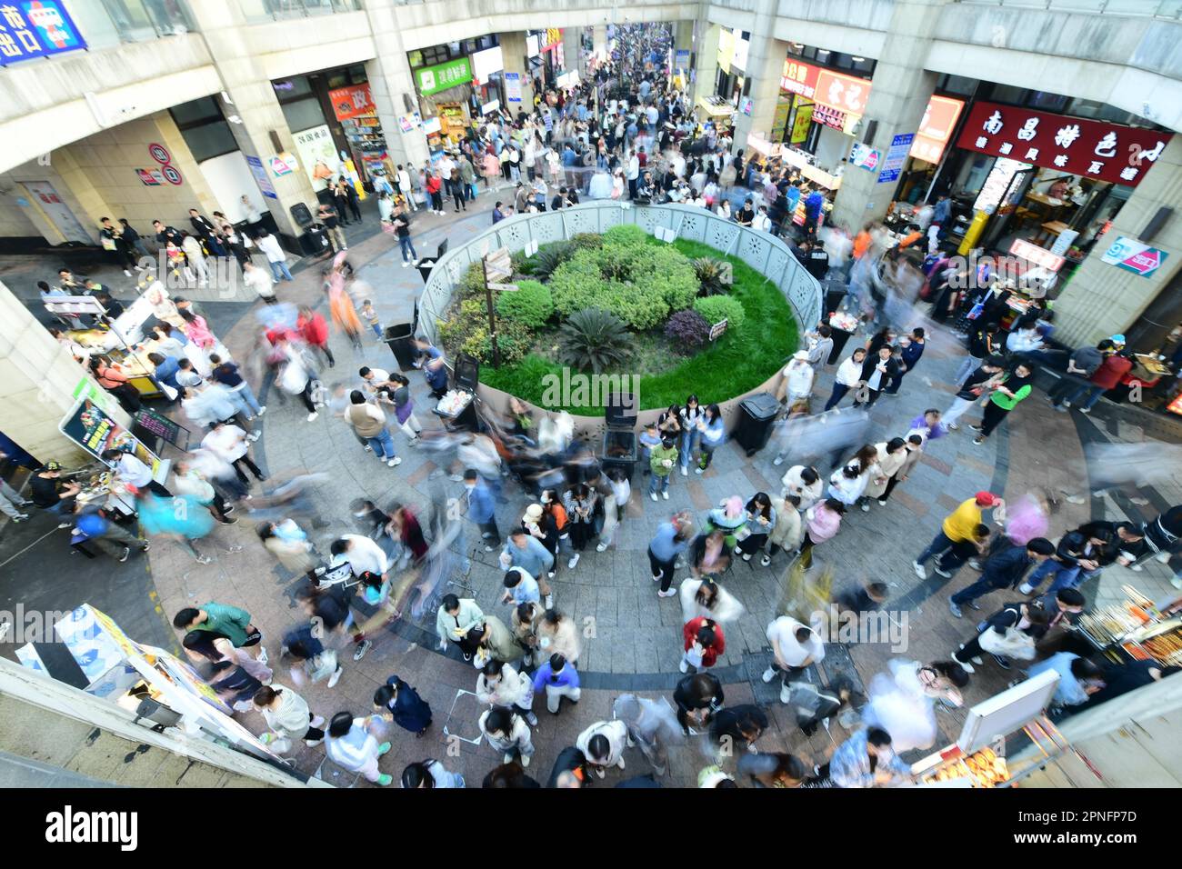 Aerial photo shows people shopping in the largest night market in ...