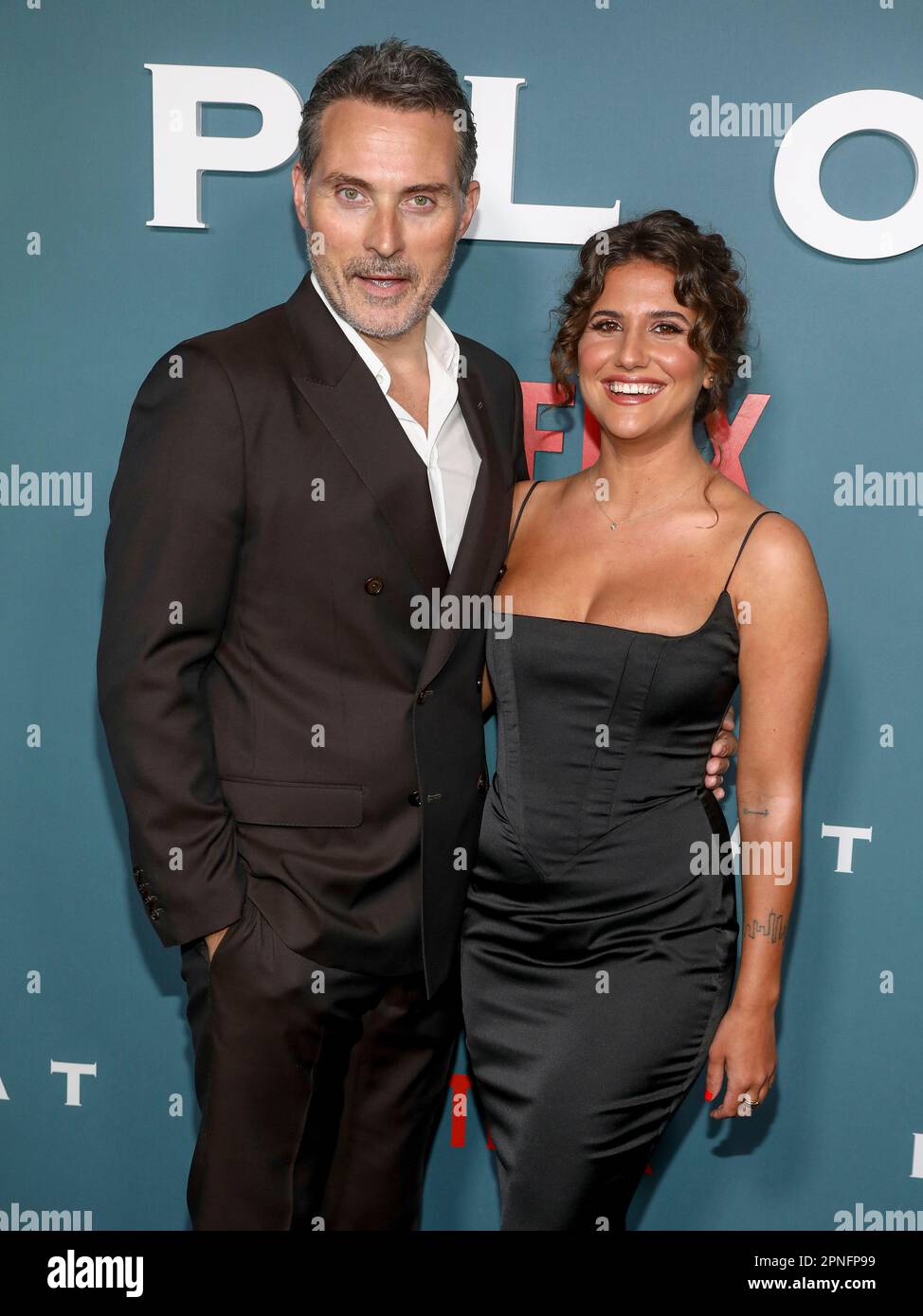 Actors Rufus Sewell, left, and Vivian Benitez attend the premiere of the Netflix series "The ...
