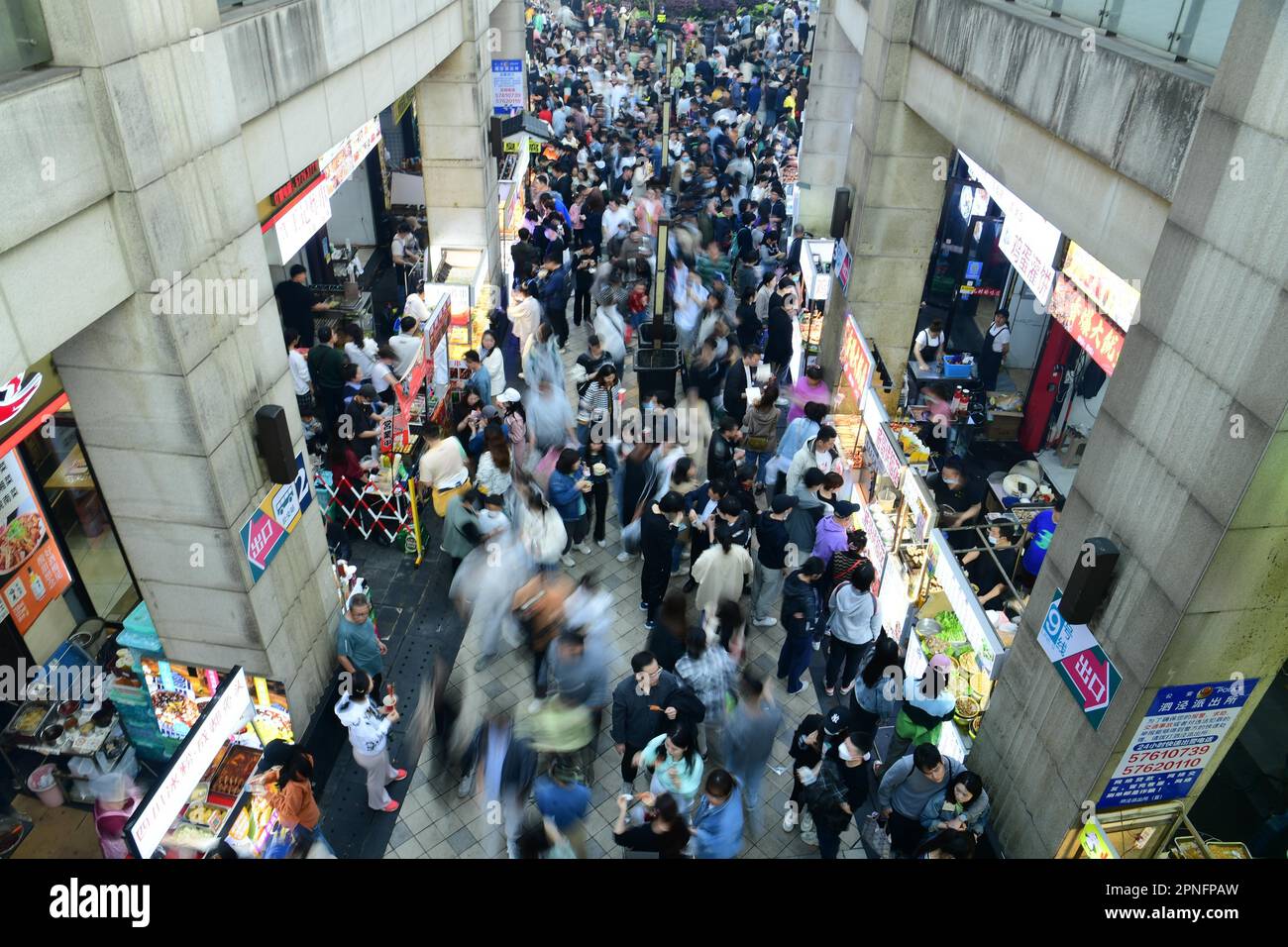 Aerial photo shows people shopping in the largest night market in ...