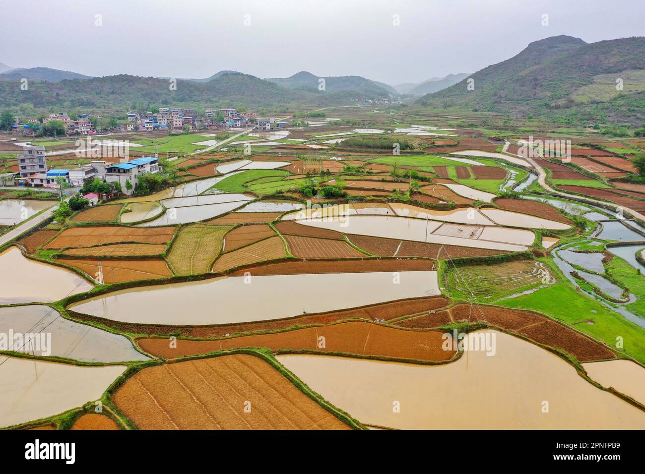 Aerial photo shows the spring scenery in Quanzhou County, Guilin City ...
