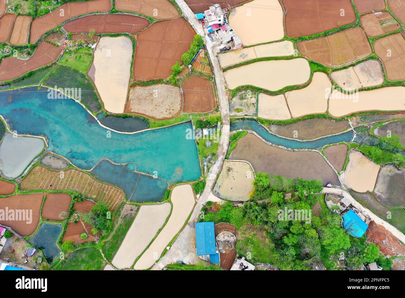 Aerial photo shows the spring scenery in Quanzhou County, Guilin City ...