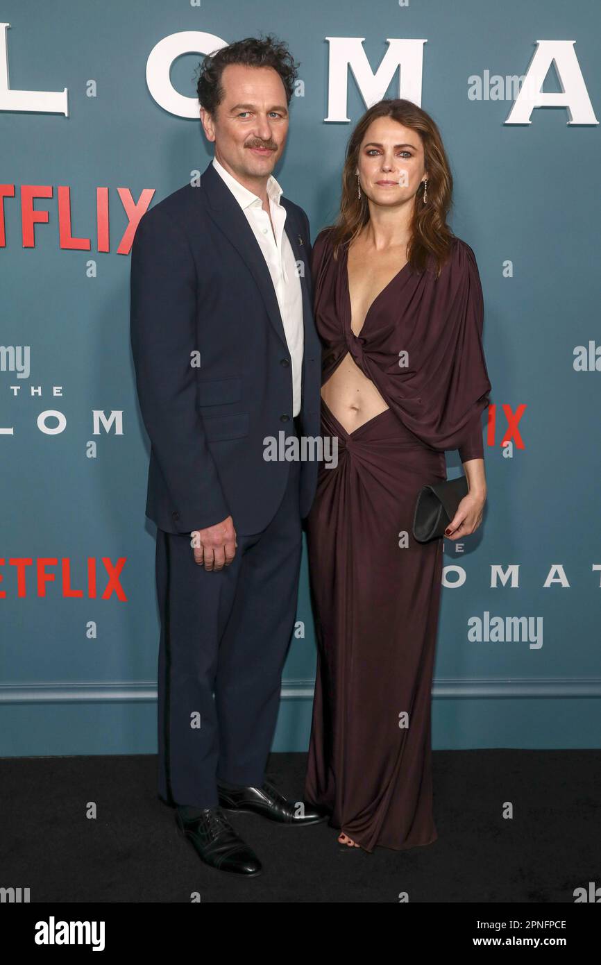 Actors Matthew Rhys, left, and Keri Russell attend the premiere of the ...
