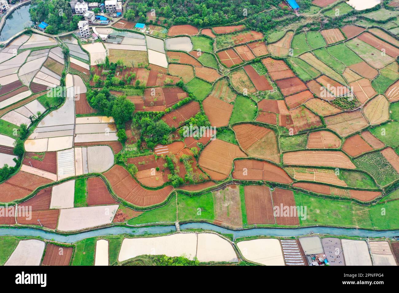 Aerial photo shows the spring scenery in Quanzhou County, Guilin City ...