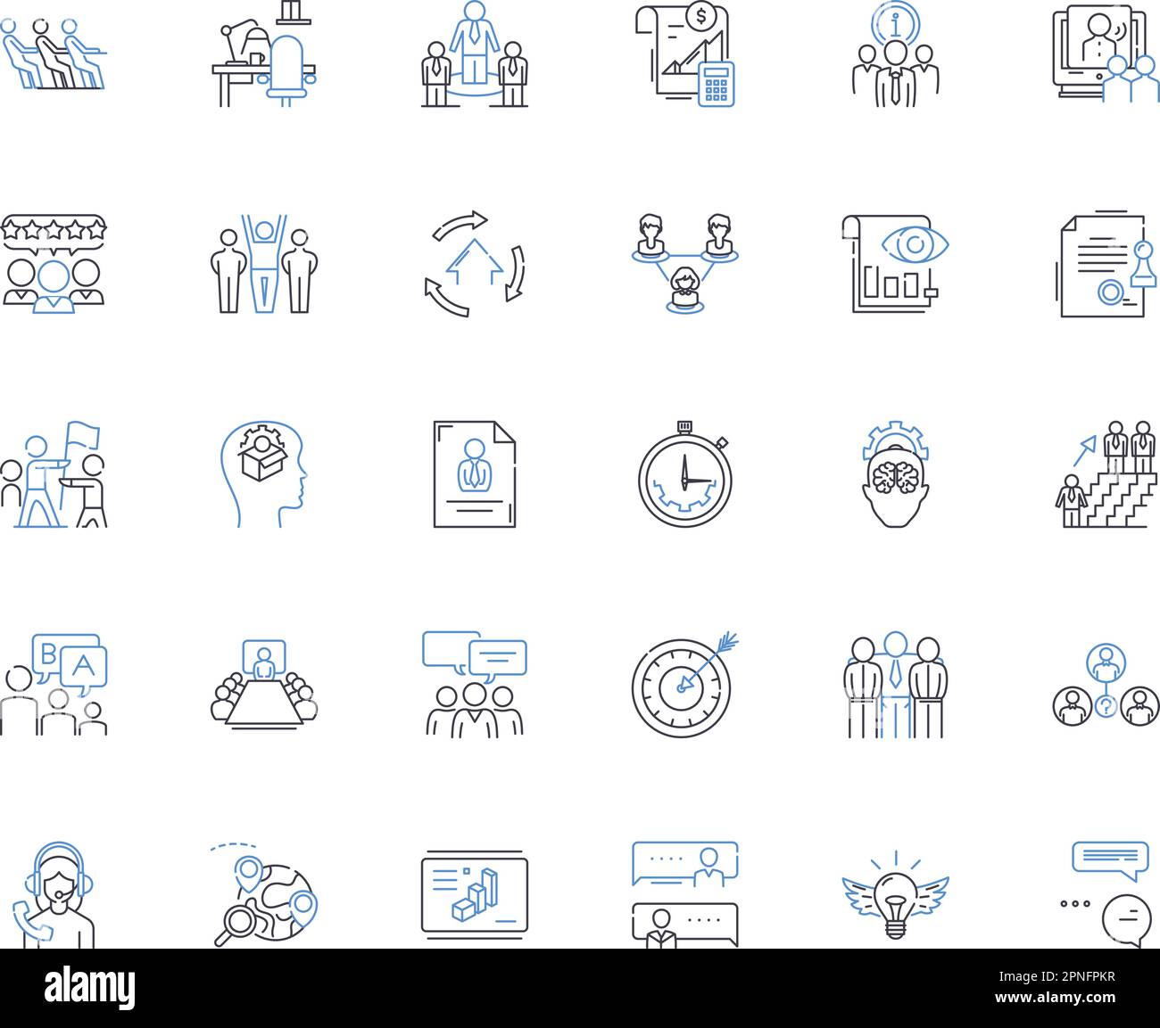 Leadership hierarchy line icons collection. Authority, Chain, Command, Control, Decision-making ...
