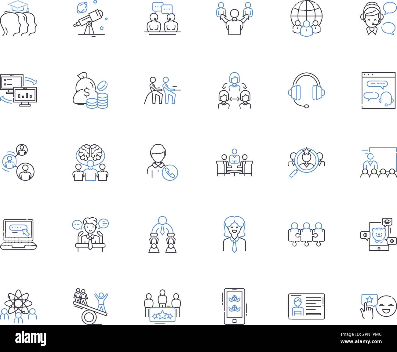 Team members line icons collection. Synergy, Collaboration, Trust ...