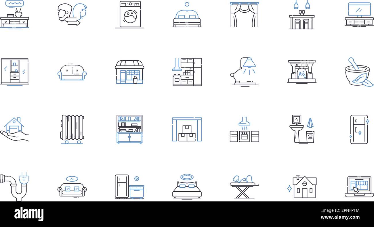 Residence line icons collection. home, dwelling, abode, domicile, house ...