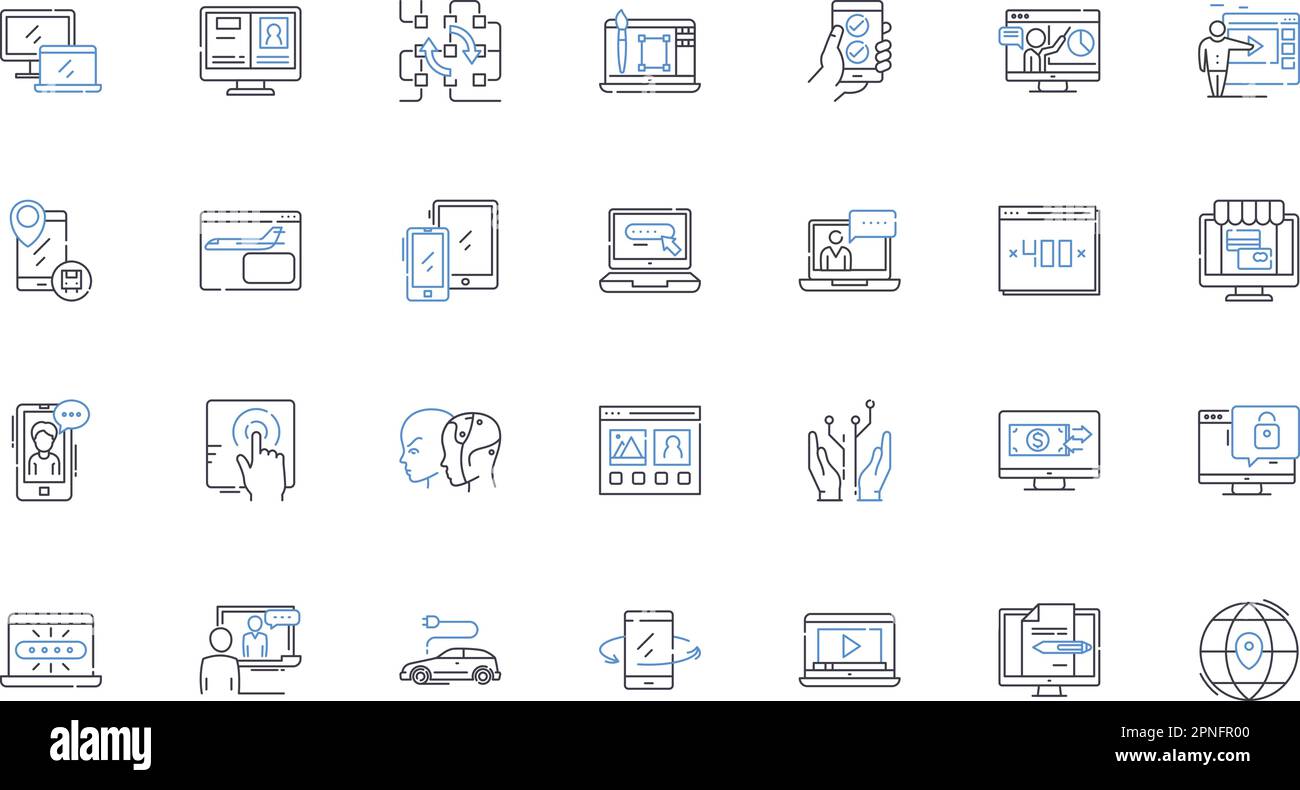 Information technology line icons collection. Computers, Software ... Information technology line icons collection. Computers, Software ...