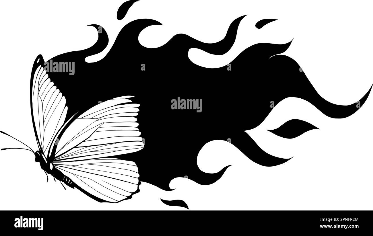 Fire Butterfly Streetwear and Edgy Logos, in Black and White New Style ...