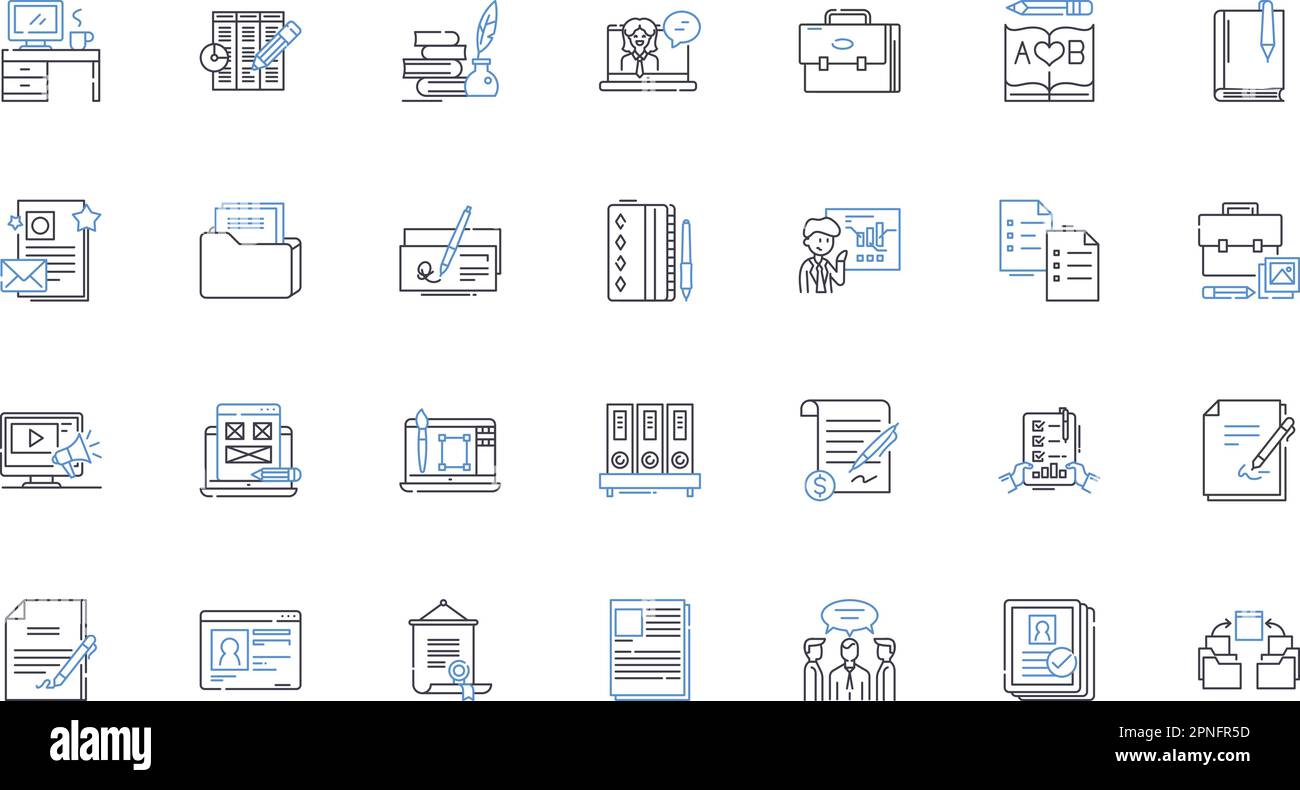 Technical Writing Line Icons Collection Documentation Clarity Accuracy Detail Simplify