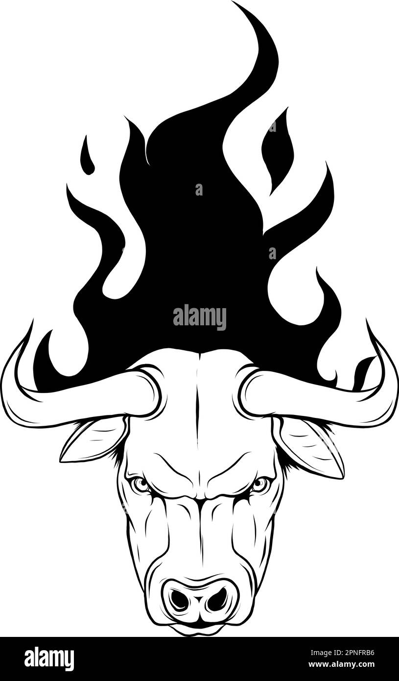 Mean Bull Head Drawing