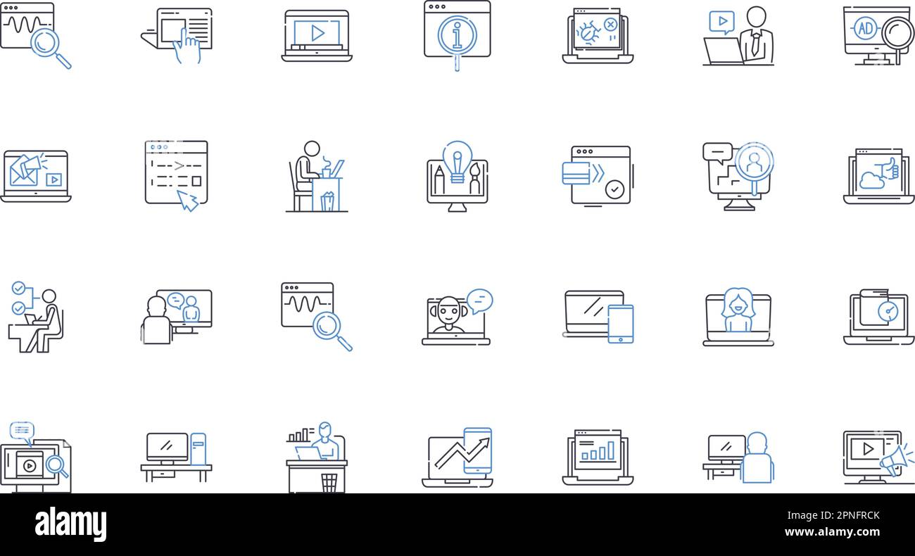 Marketing outreach line icons collection. Engagement, Strategy ...