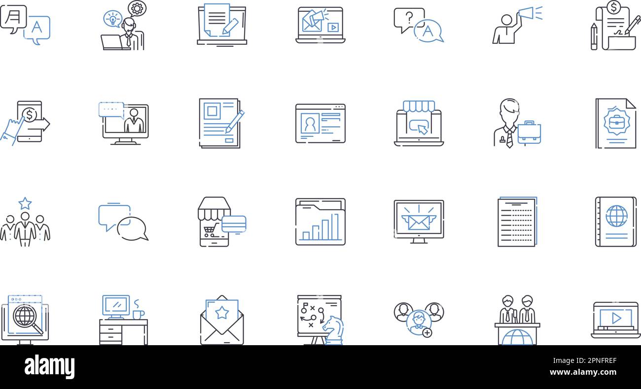 Customer engagement line icons collection. Interaction, Feedback, Relationship, Loyalty ...