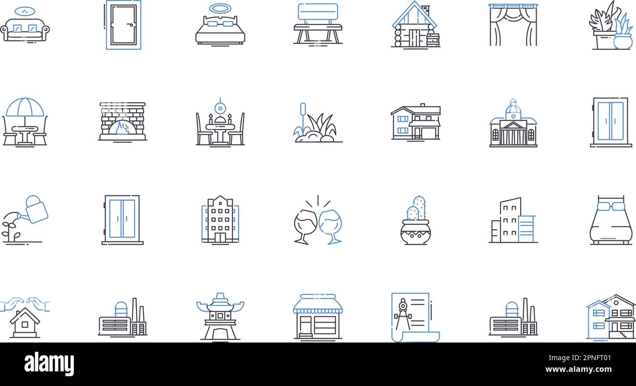 Room styling business line icons collection. Design, Decor, Interiors ...