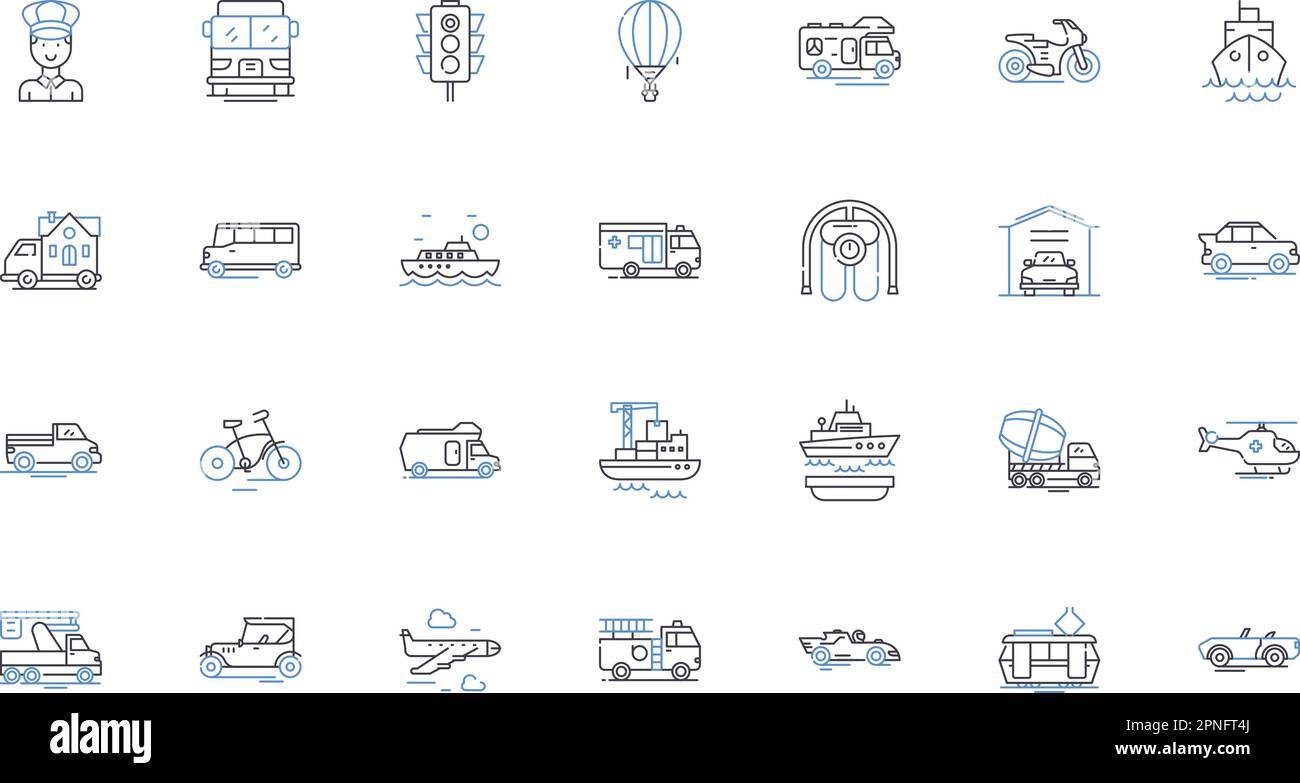 Convoy line icons collection. Trucks, Carriers, Shipping, Logistics ...