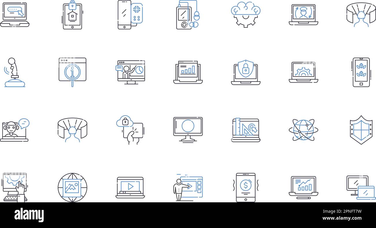 Devices line icons collection. Smartph, Tablet, Laptop, Desktop, Camera ...