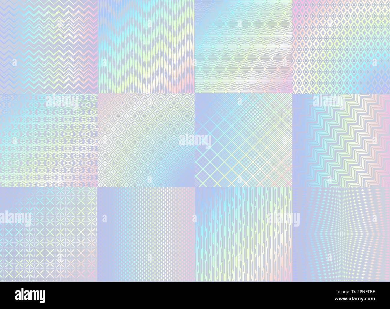 Hologram texture patterns, glitter foil with rainbow gradient, vector ...