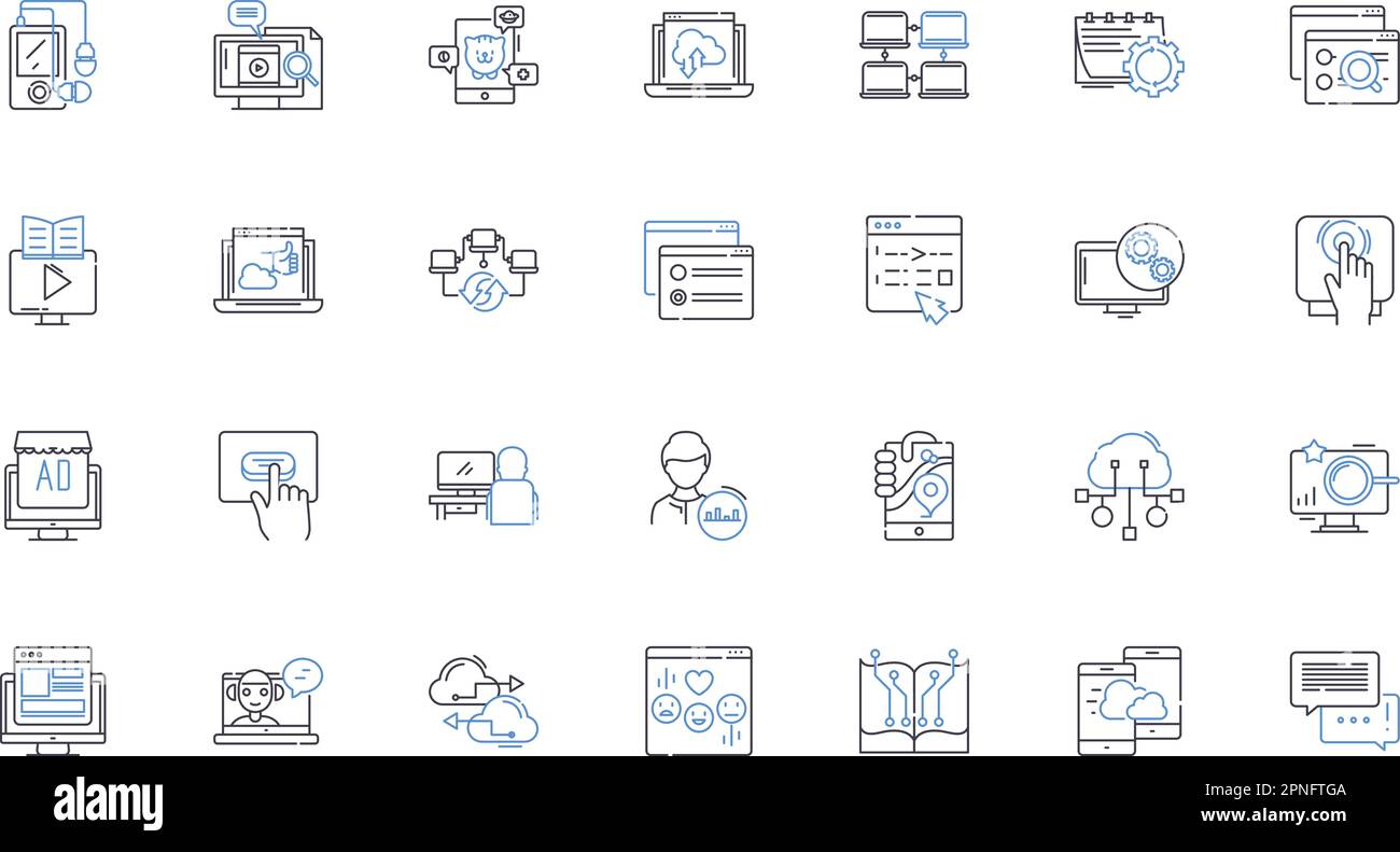 Automated line icons collection. Robotics, Mechanized, Autonomous, Digital, Programmed ...