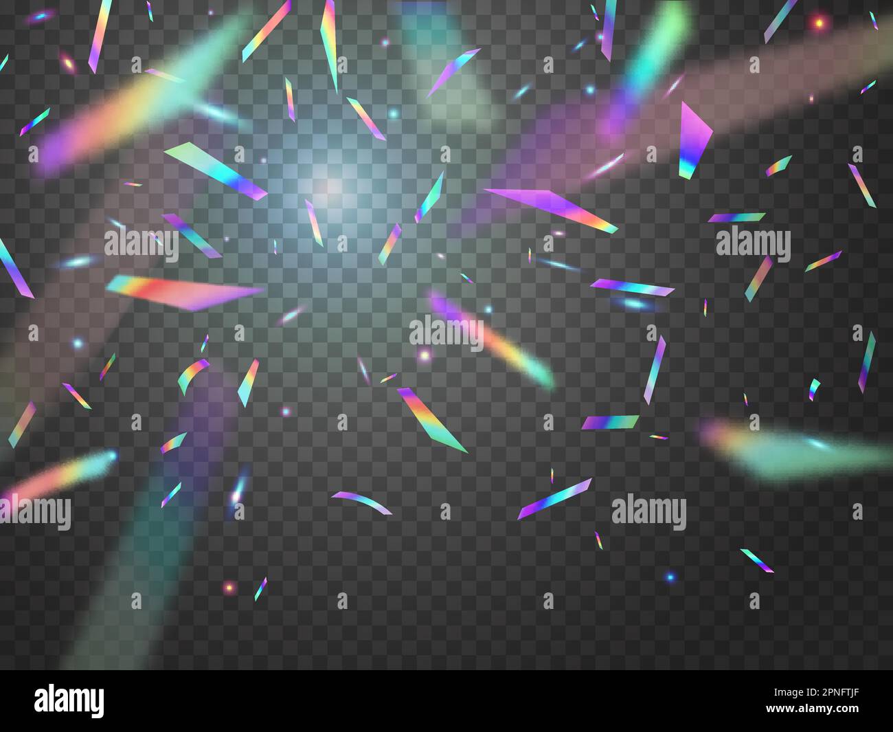 Holographic falling confetti glitters with bokeh light. Holiday ...
