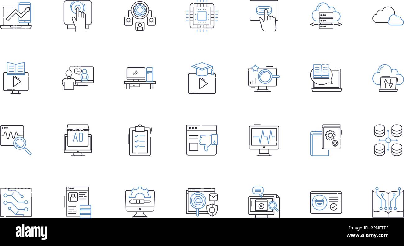 Online hardware line icons collection. Technology, Devices, Hardware, Gadgets, Compnts ...