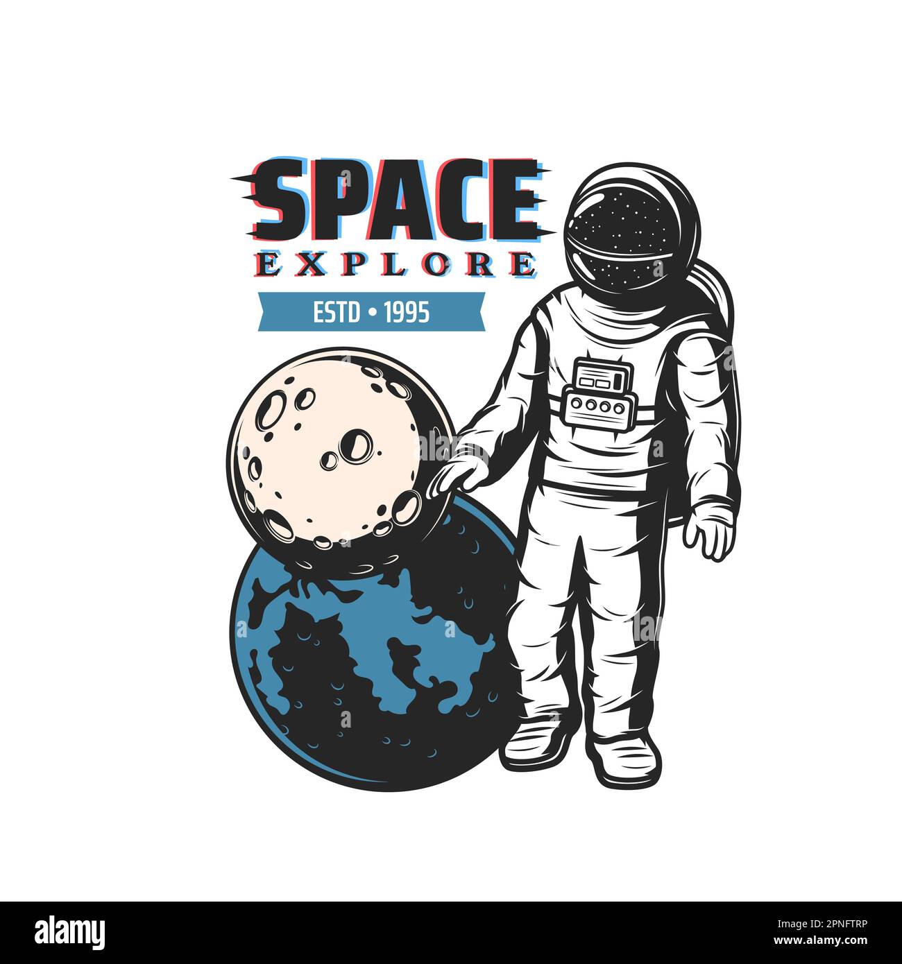 Astronaut and space planets, spaceman in spacesuit in spaceflight ...