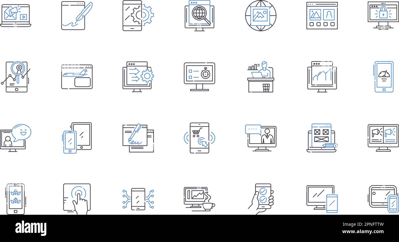 Information Superhighway line icons collection. Connectivity, Innovation, Digitalization ...
