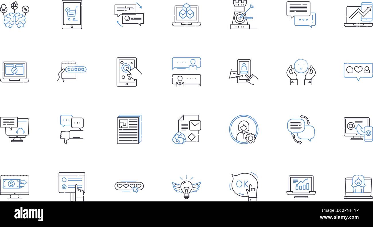 Computerized material line icons collection. Automation, Electronic ...