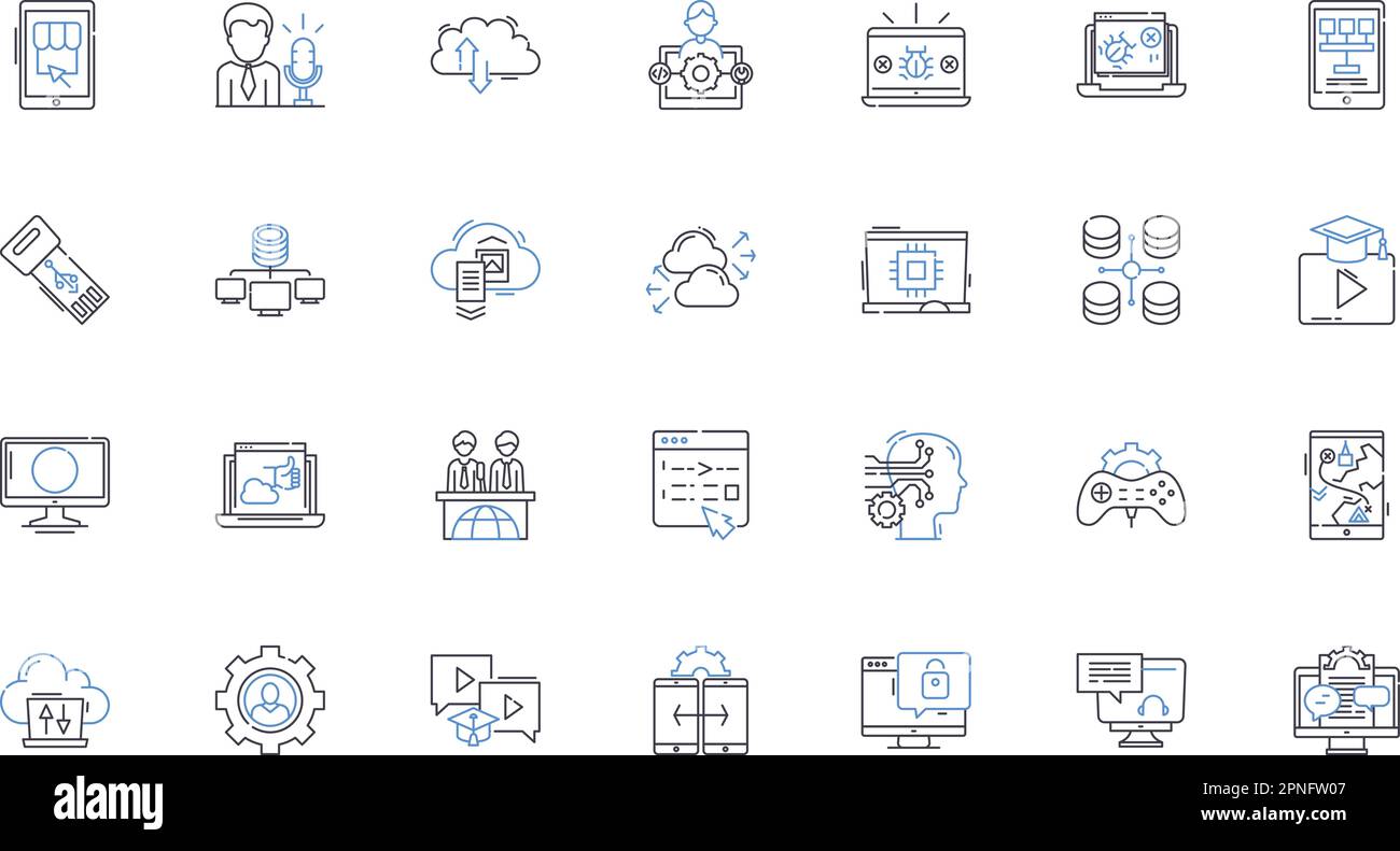 Virtual pliable line icons collection. Flexible, Adaptable, Dynamic ...
