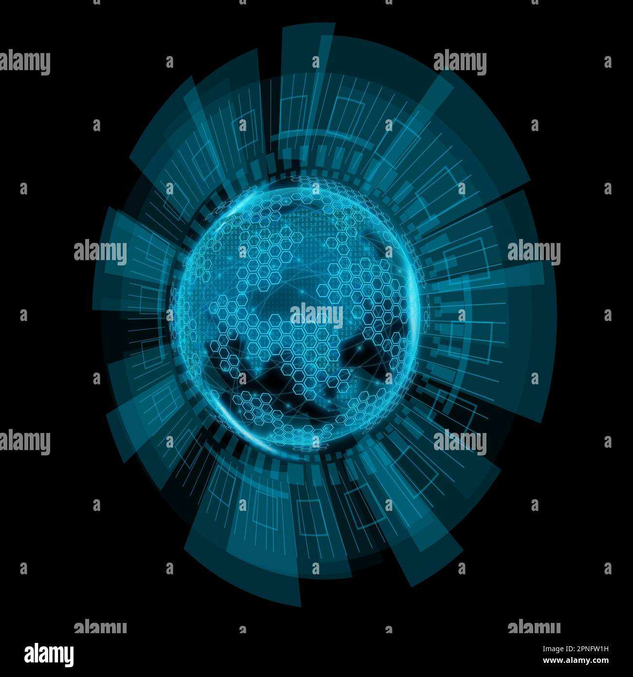 Abstract digital globe with futuristic holographic hud interface Stock ...