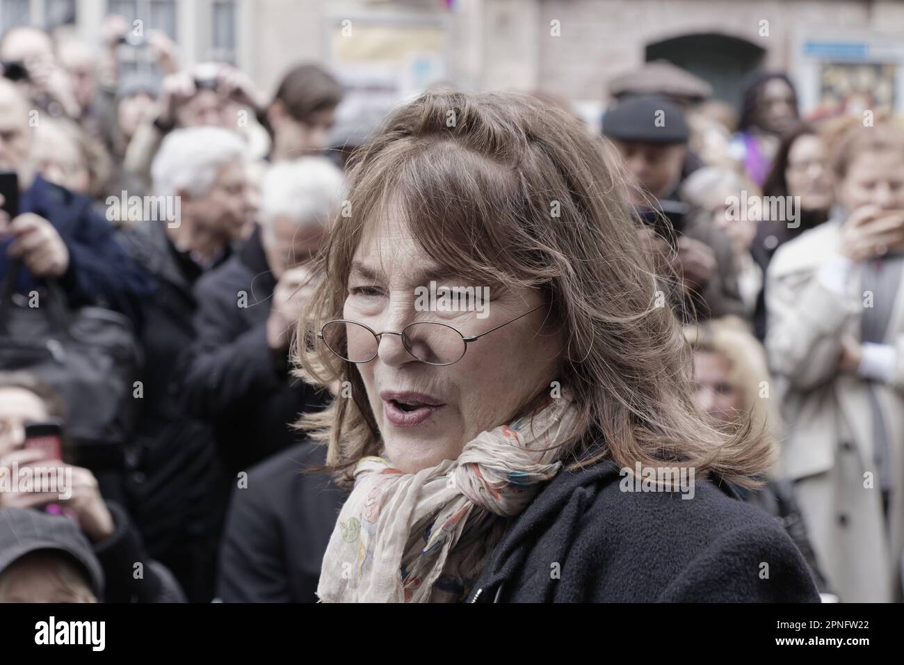 Paris,France.10 th March, 2016.Jane Birkin speaks at the ceremony of ...
