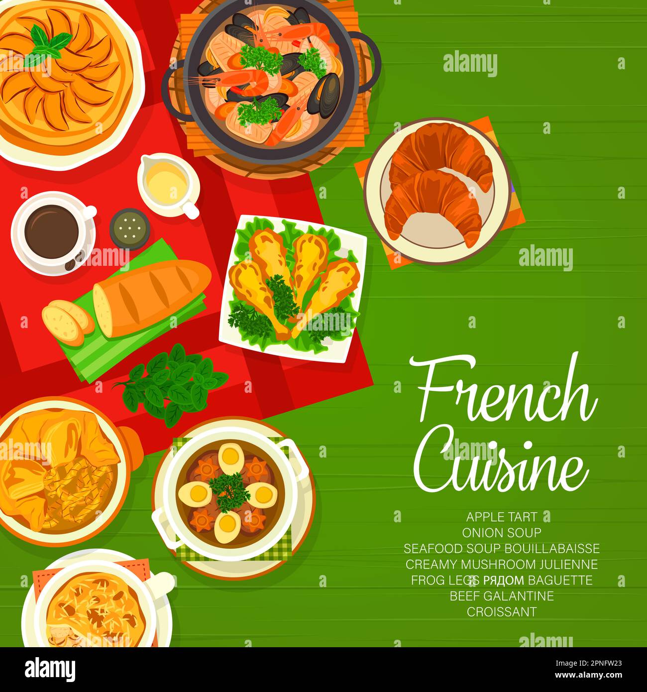 French cuisine menu cover, France restaurant food and traditional Paris ...