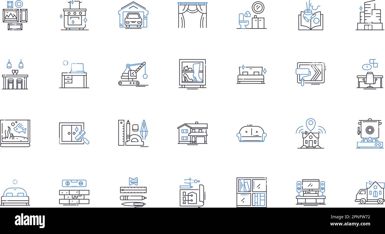 Room Improvement Line Icons Collection Renovation Reorganization