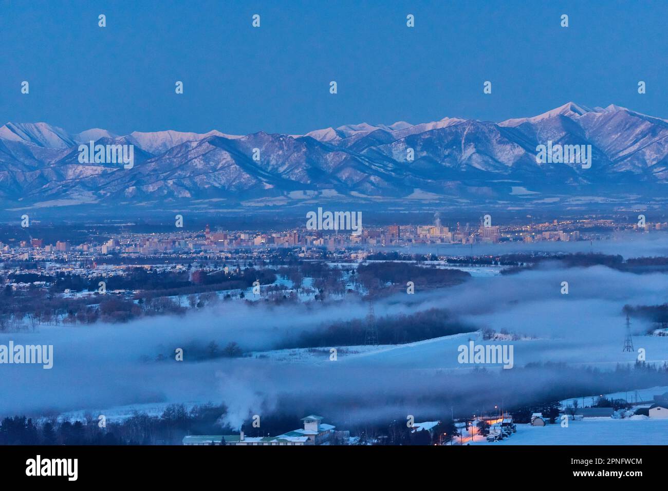 Steam Fog and Hidaka Mountains, Hokkaido, Japan Stock Photo - Alamy