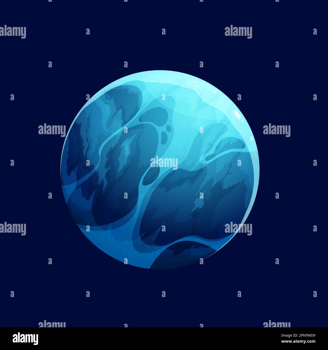 Cartoon blue space planet, galaxy and fantasy world alien earth, vector ...