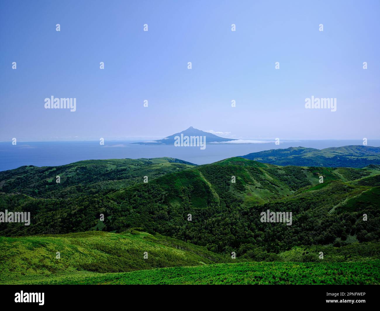 Mt. Rishiri, View from Top of Mt. Rebun, Hokkaido, Japan Stock Photo ...