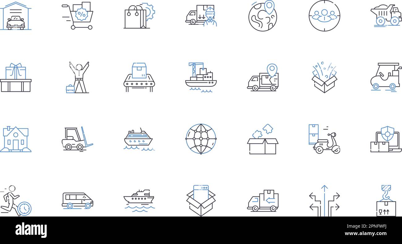 Fleet Management Line Icons Collection Tracking Optimization