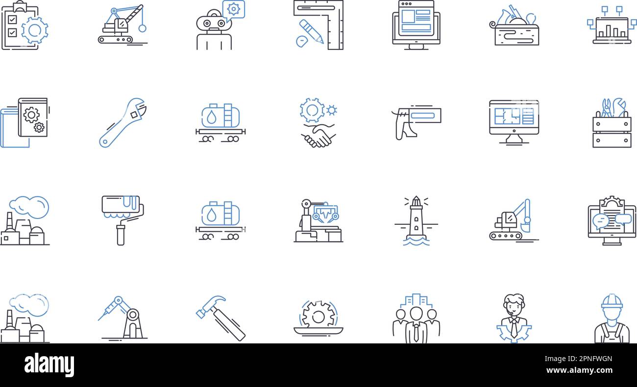 Construction firms line icons collection. Builders, Contractors ...