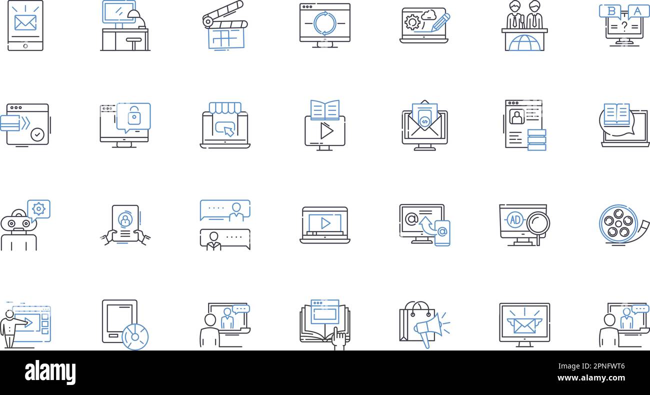 Communications firm line icons collection. Collaboration, Connectivity, Innovation, Strategy ...