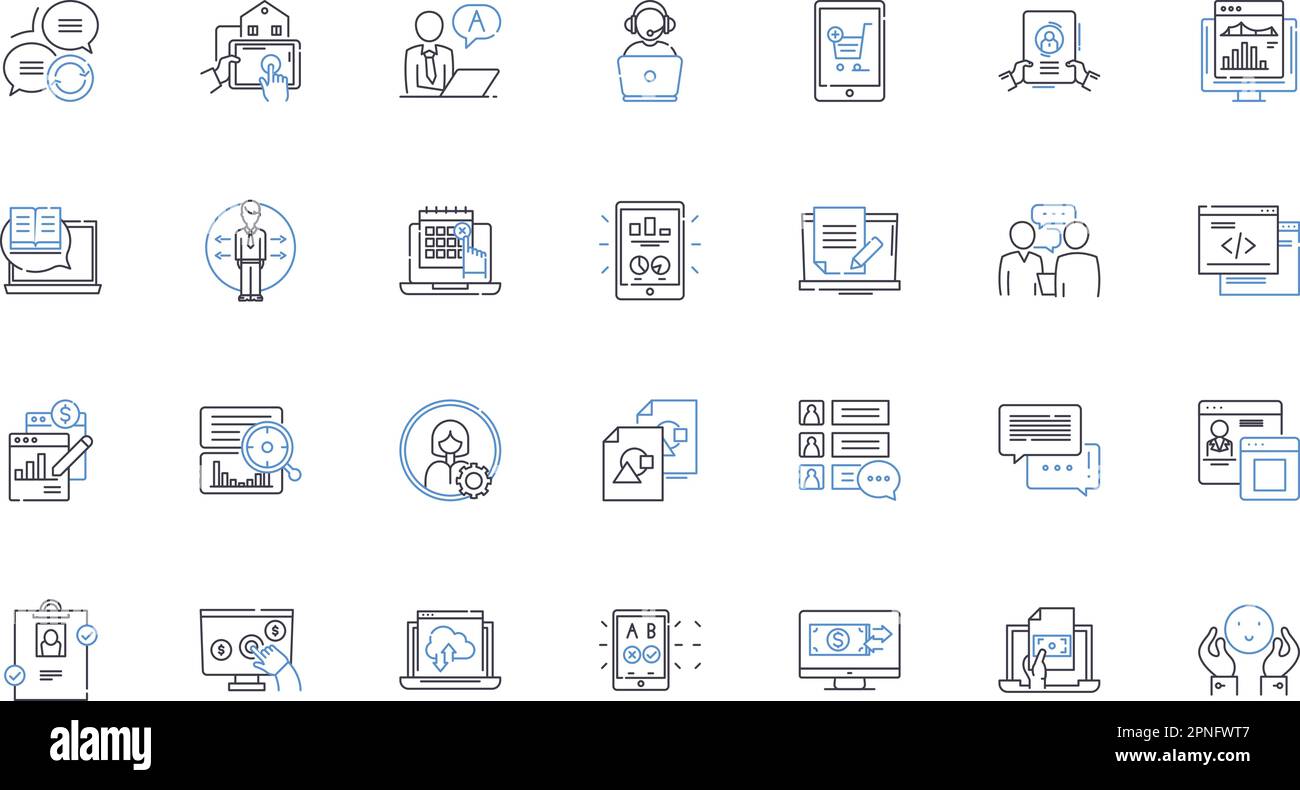 Coordination Line Icons Collection Synchronization Collaboration Cooperation Confluence