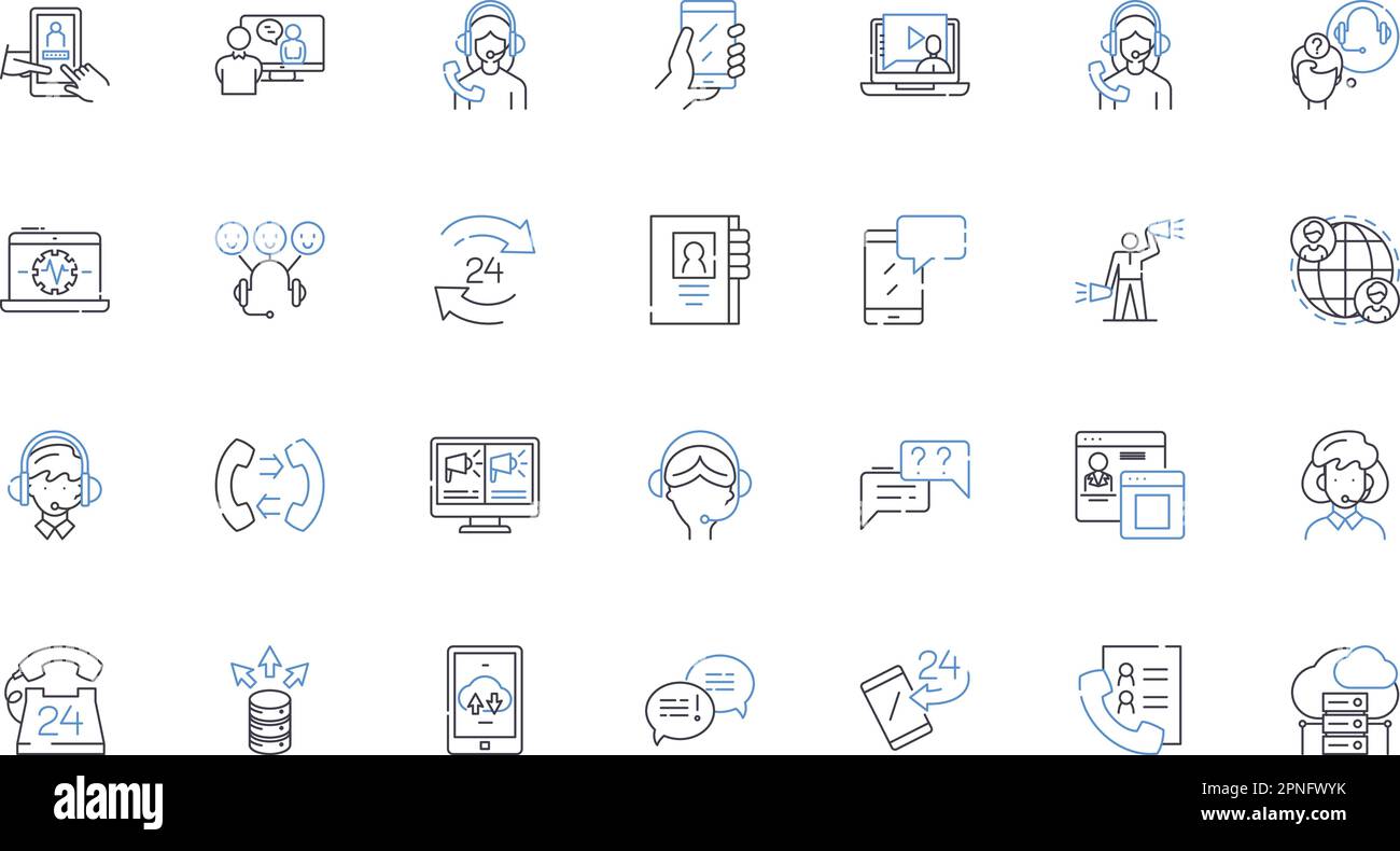 Telephony Systems Line Icons Collection Communication Connection
