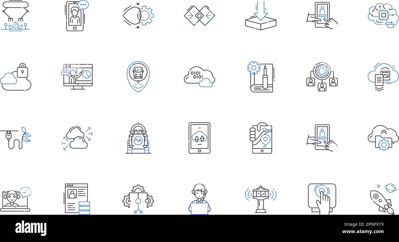 Digital Transformation Line Icons Collection Innovation Disruption Integration Automation
