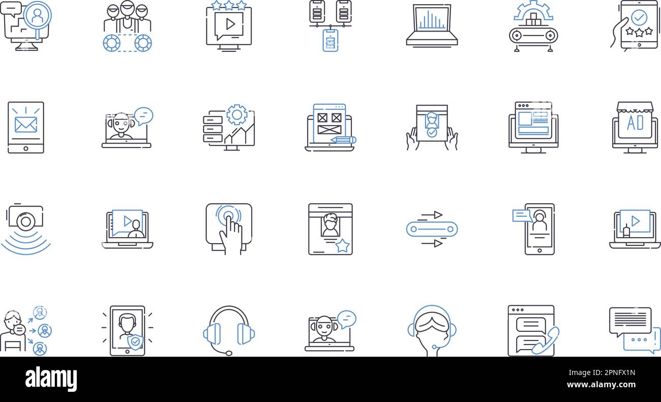 Mobile Media Line Icons Collection Smartph Tablet App Mobile Video Audio Streaming Vector