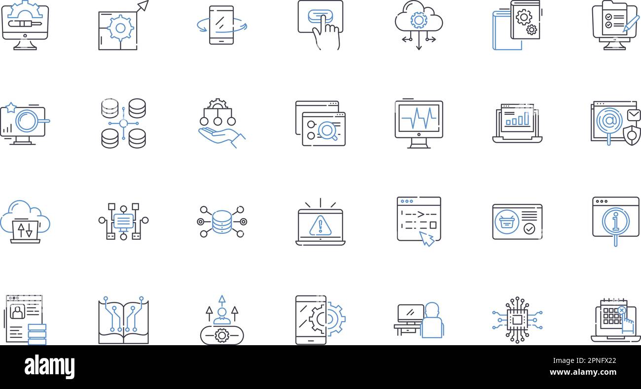 Information business line icons collection. Knowledge, Expertise, Data ...