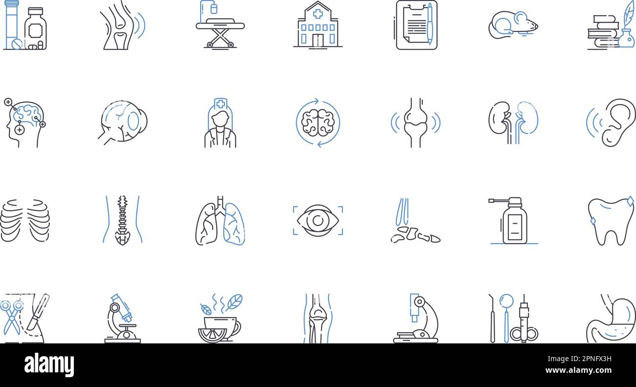 Rehabilitation facility line icons collection. Recovery, Healing ...