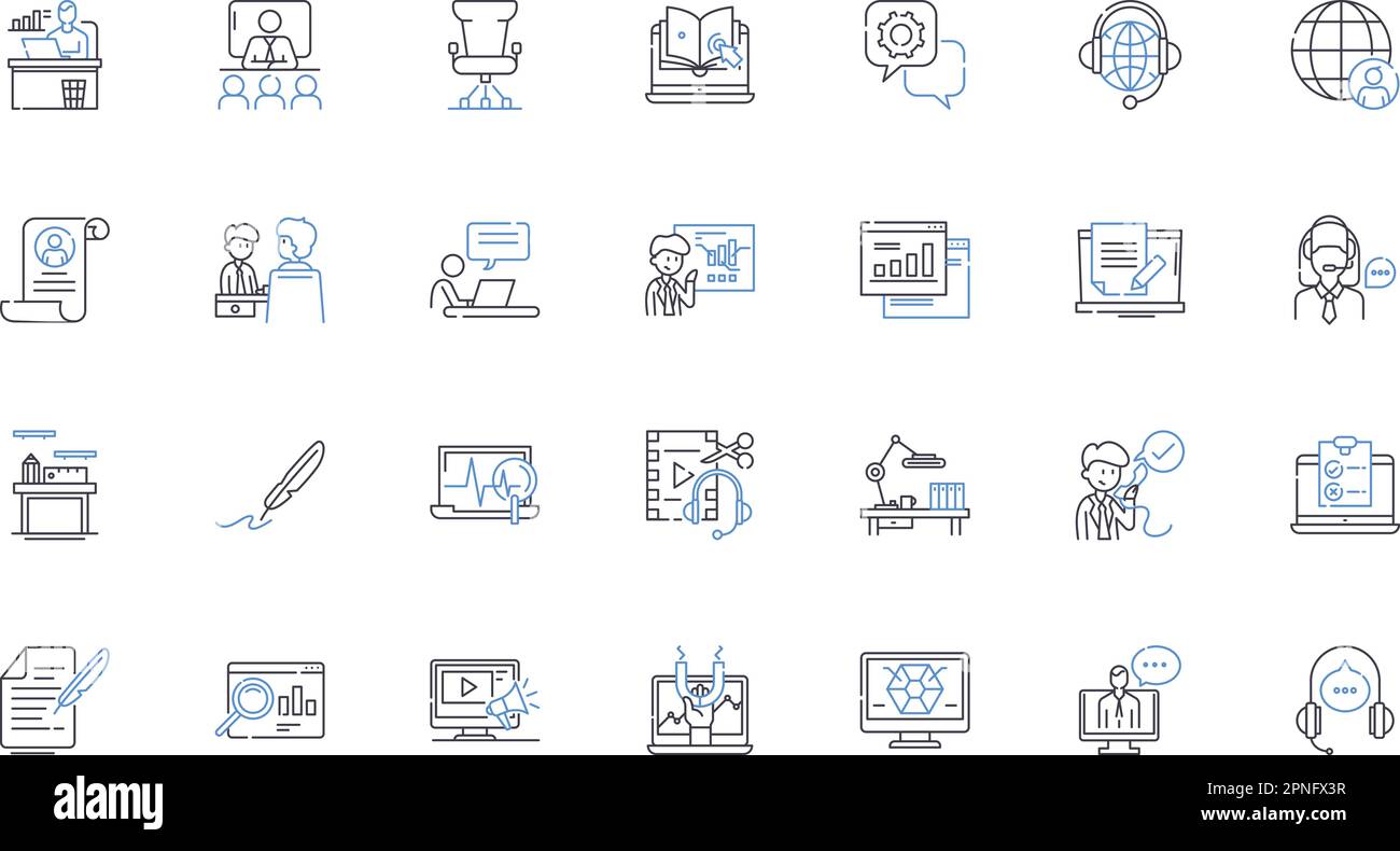 Separated corporation line icons collection. Division, Split, Isolation ...
