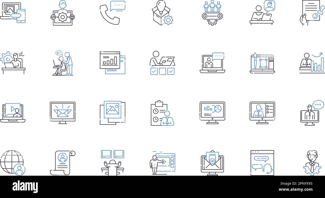 Hard workers line icons collection. Determined, Dedicated, Persistent ...