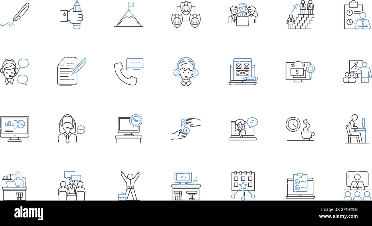 Workforce and staff line icons collection. Employees, Personnel, Labor, Staffing, Workload ...